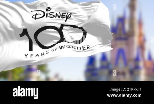 Orlando, US, October 10 2023: Celebratory flag for the 100th ...