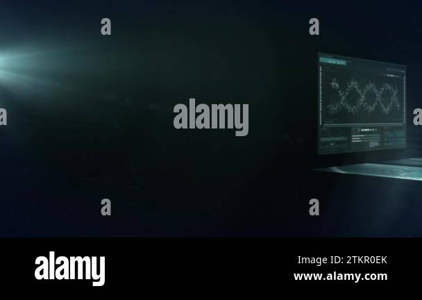 Animation of dna helix and molecule structure over connected dots ...