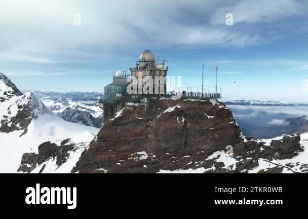 Aerial panorama view of the Sphinx Observatory on Jungfraujoch - Top of ...