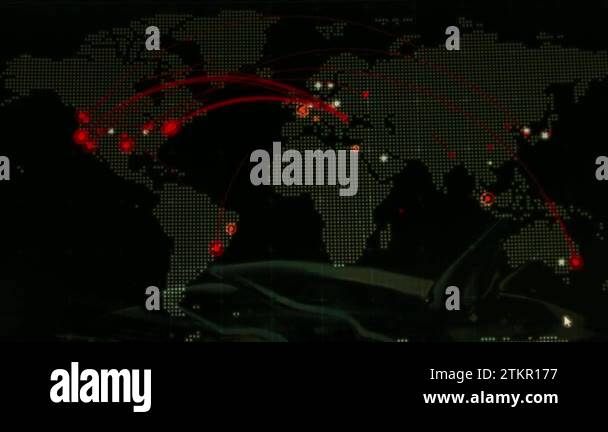 World map with different targets for cyber attack. Hacking and ...