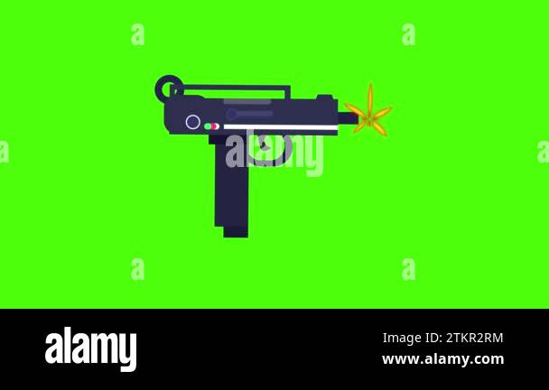 sub machine gun shooting with recoil ,animation on green screen Stock ...