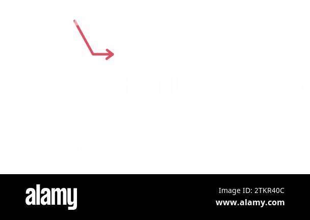 Animated red arrow falling down. Stock market. Decreasing graph. Flat cartoon style element 4K ...