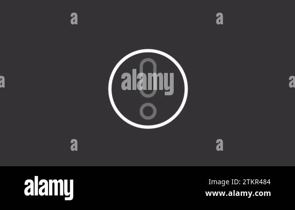 Animated attention white line icon. Exclamation mark. Error. Warning ...