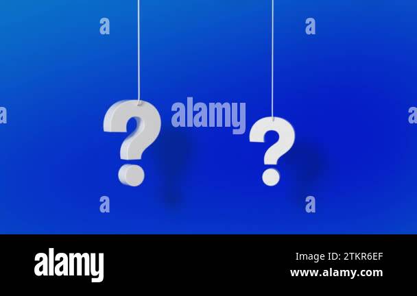 Many question mark hanging on blue background. Loop 4K Video animation ...