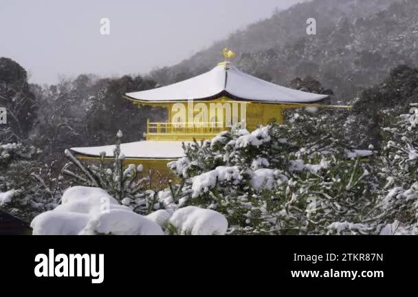 Snowy Kinkaku-ji Temple in winter. Famous tourist attraction in Kyoto ...