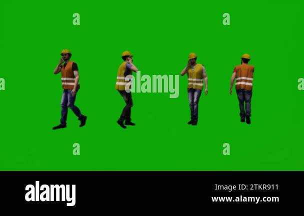 Construction worker green screen, working, walking, dancing, mobile ...