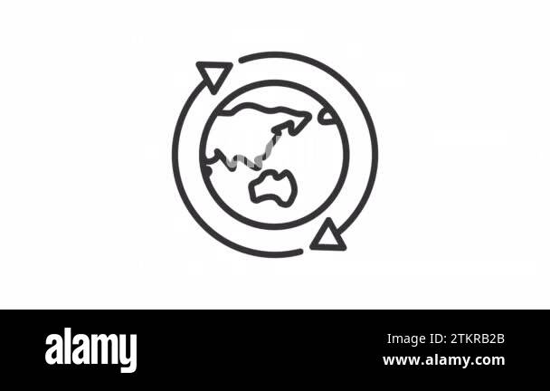Animated global exchange linear icon. International trade and business ...