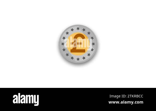 3D realistic Pound coin looped animation isolated on white background ...
