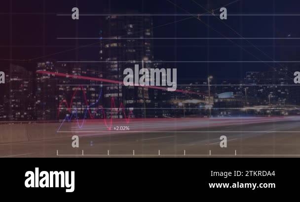 Animation of multiple graphs with numbers over illuminating modern ...