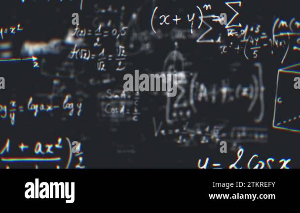 Maths Equations And Diagrams On Blackboard/ 4k animation of an abstract ...