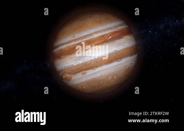 planet Jupiter spinning its own axis .front view of Jupiter planet from ...