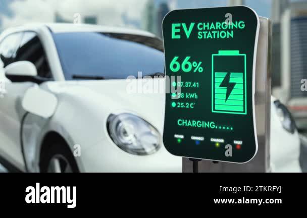 EV charging station display battery status interface for electric car ...