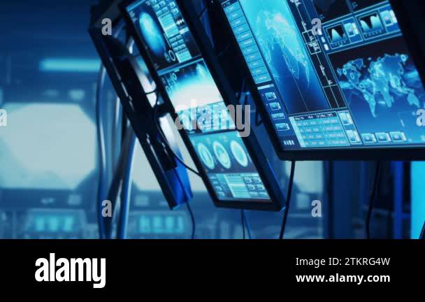 Futuristic spaceship control panel interface. Spacecraft digital ...