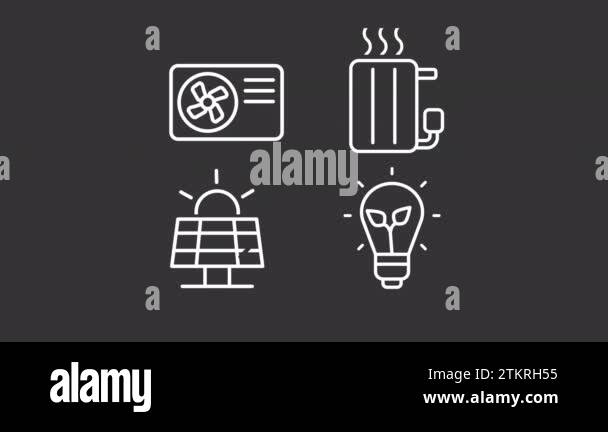 Animated iot white line icons. Alternative energy. Lighting appliance ...