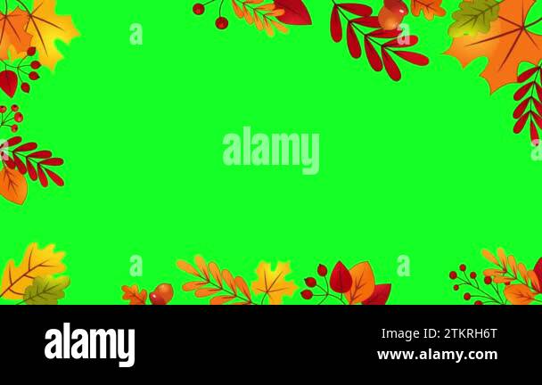 Autumn Leaves Frame Animation with Chroma Key Color Stock Video Footage ...