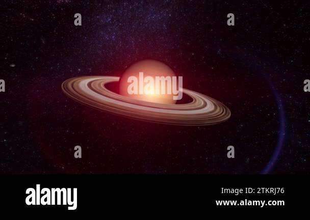 Saturn planet with its rings, orbiting in space inside our solar system ...