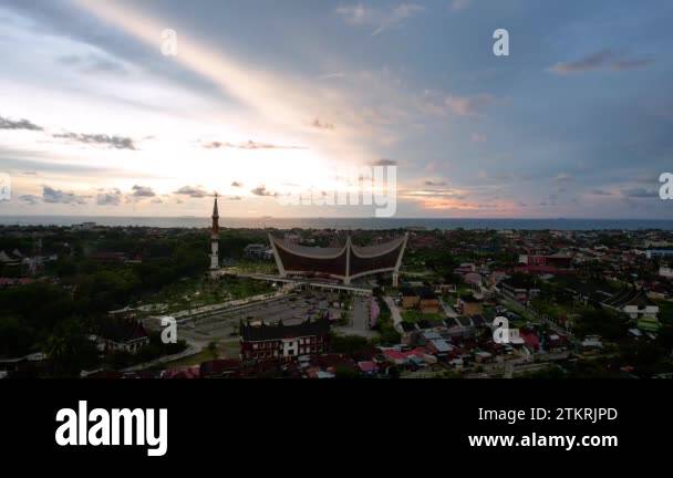 Aerial view of The Great Mosque of West Sumatera, the biggest mosque in ...
