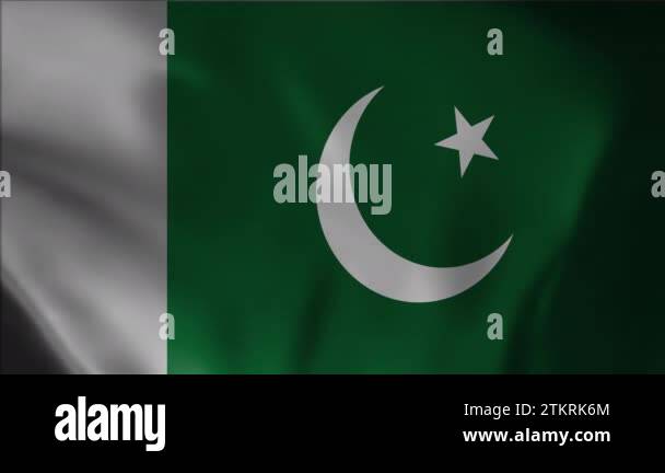 Pakistan flag waving in wind animation. close up view of Pakistani flag ...
