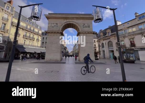 Dijon, France - February 06, 2023: Walk through the historic center of ...
