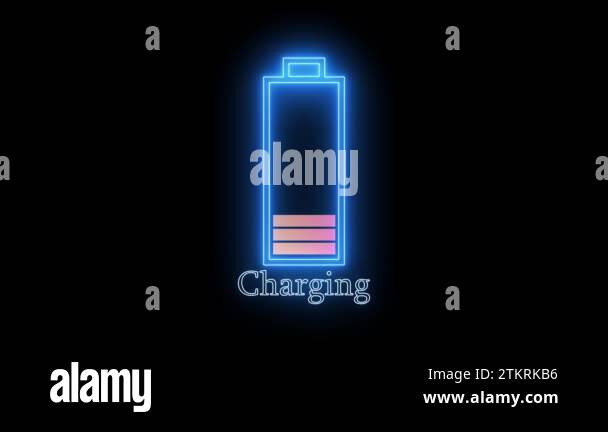 Animated battery charging showing process. Battery charge level ...