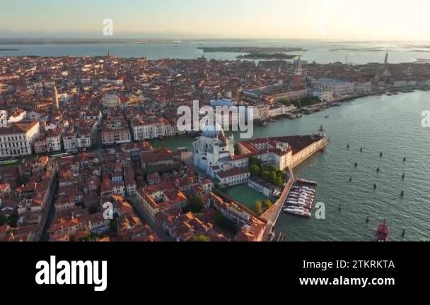 Venice city skyline aerial, highlighting Basilica di Santa Maria della ...
