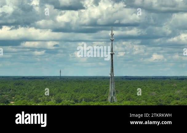 Tall telecommunication radio cell tower with wireless communication 5g ...