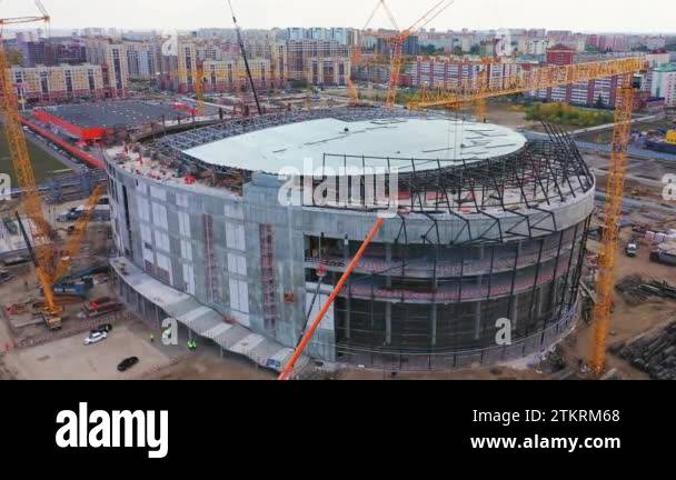 Special construction equipment to construct large football arena ...