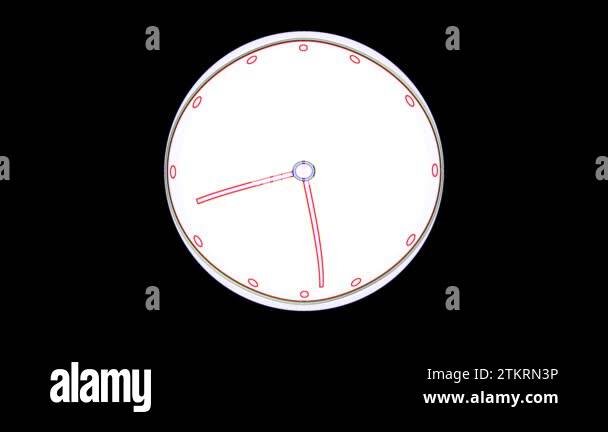 Time lapse 12 hours. 2d classic analog clock moving. animated clock animation over 4k resolution ...