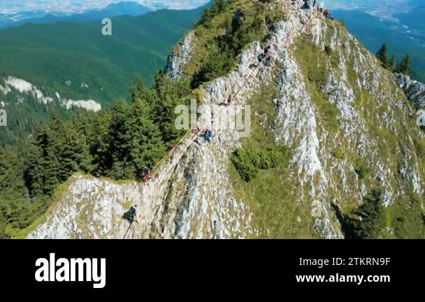 POIANA BRASOV, ROMANIA - SEPTEMBER 11, 2023: Aerial drone view of ...