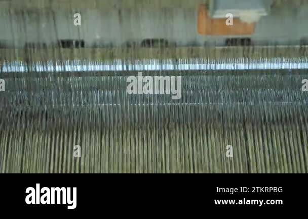 facilities of weaving machine. Close-up. industrial weaving loom ...