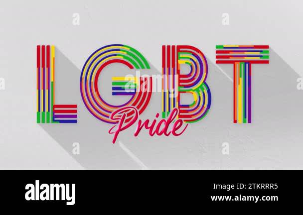 LGBT Pride Animated Titles on white Background.Rainbow colored lines ...