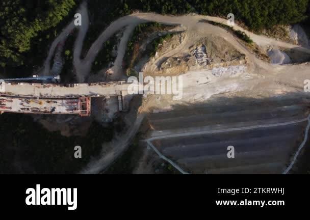 Highway bridge under construction. Aerial view of nes road. Freeway ...