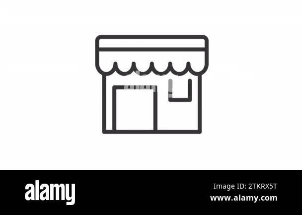 Animated shop linear icon. Small business. Local market. Supermarket ...