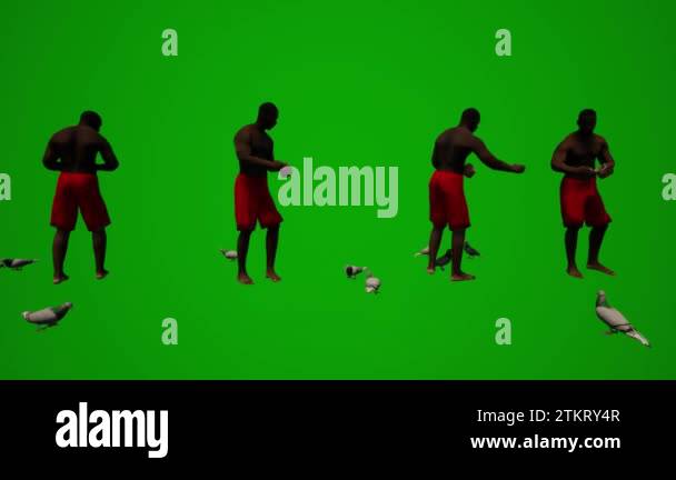 3D black lifeboat green screen walking and caring and talking to phone ...