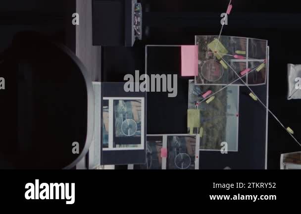 Vertical video: Private inspector examining clues and records ...