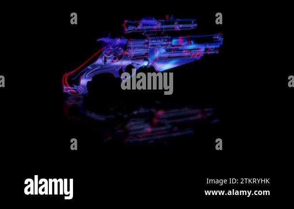Futuristic technology concept, 3D model pistol with sight scanning ...