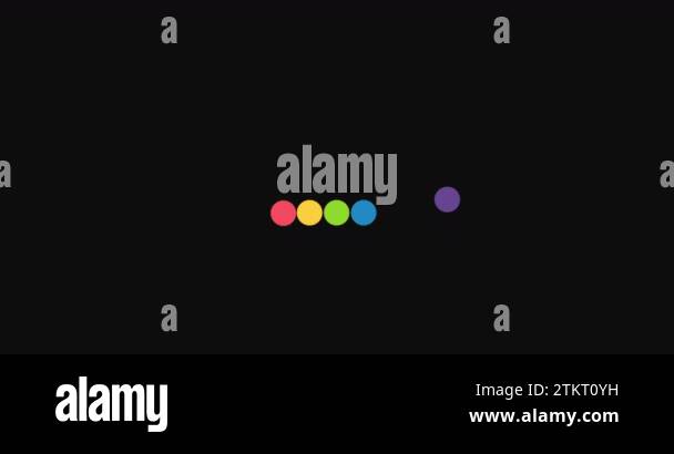 Balls animation for loader screen. Loading animation of colorful circles isolated on black ...