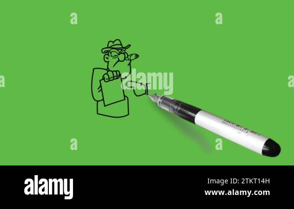 draw standing two young fat man like detective person in police uniform ...