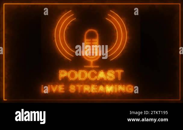 Podcast logo fire light effect green screen background Stock Video ...