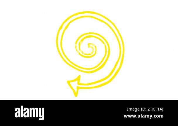 Animated icon of spiral arrow spins. yellow symbol rotates. Looped ...
