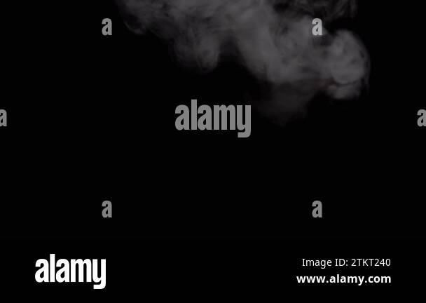 Falling Clouds of Thick White Smoke with Rings on an Isolated Black ...