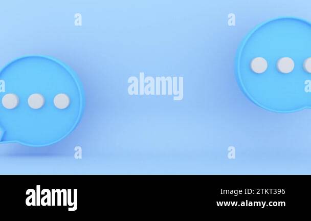 Two speech bubble symbol appear horizontally on blue background. The ...
