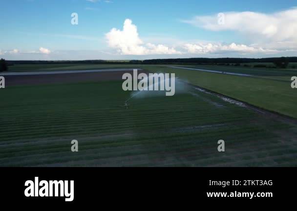 droughts in Europe,water sprinkler irrigation systems, Farming field ...