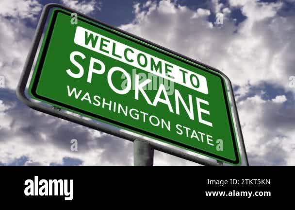 Welcome to Spokane, Washington State. USA City Road Sign, Realistic 3d ...