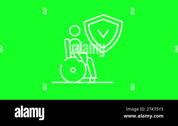 Animated patient white line icon. Disability. Long-term care insurance ...