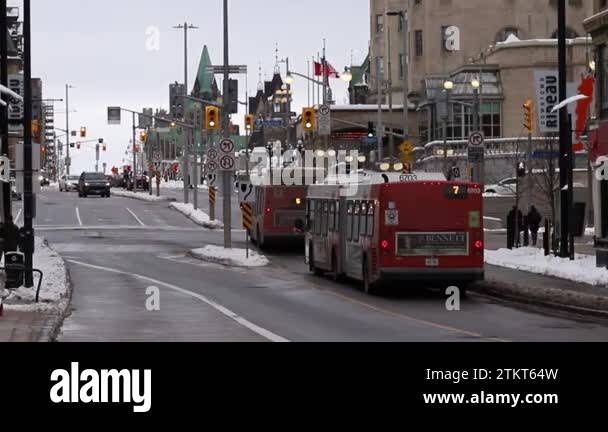 Ottawa, Canada - January 23, 2023: Bus on Rideau Street in downtown ...