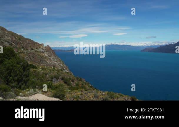 Azure colored Lake lago general carrera at the border between Chile and ...