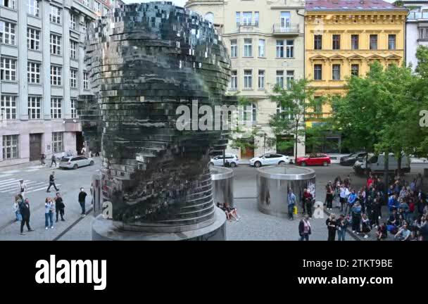 Prague,Czech Republic,August 4,2023. The head of the writer Kafka ...