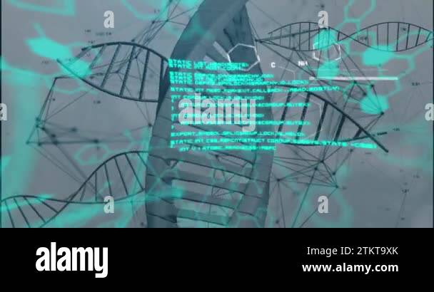 Animation of data processing, dna and chemical structures floating ...