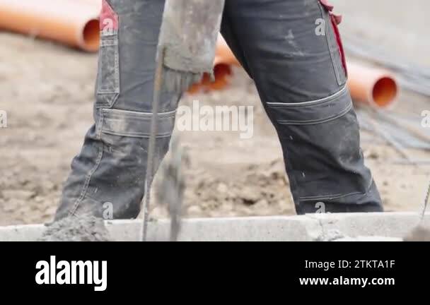concreting the foundation of the house from the lost formwork Stock ...
